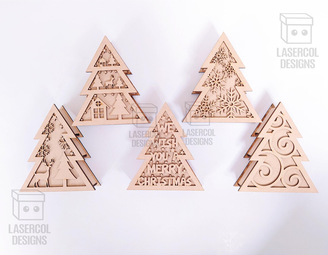 Christmas Tree Box (2 Sizes, 5 Styles) - Laser Cut Files - SVG+DXF+PDF ...