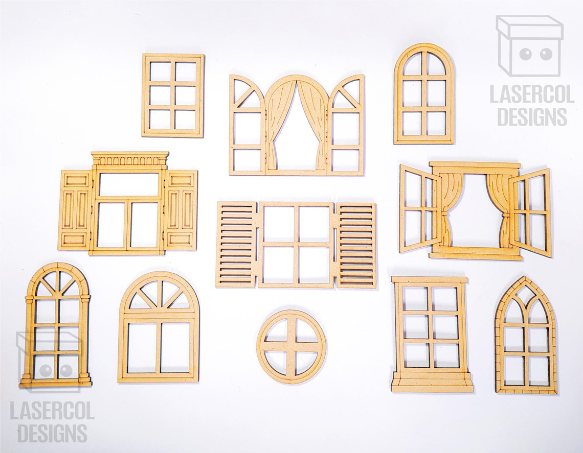 Windows Cut Outs - Laser Cut Files - SVG+DXF+PDF - Glowforge - Instant ...