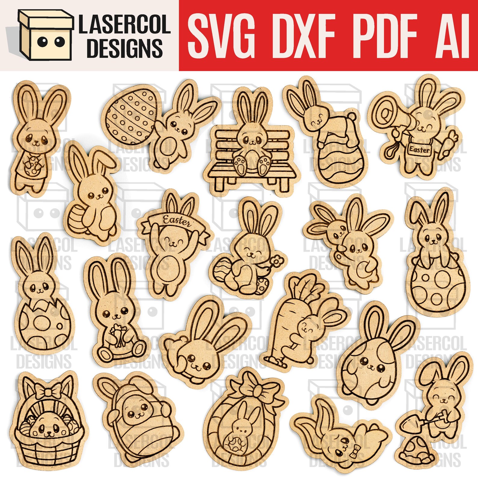 Easter Cutouts/paint Kit Set 3 & Set 4 - Laser Cut Files SVG Bunny - Etsy