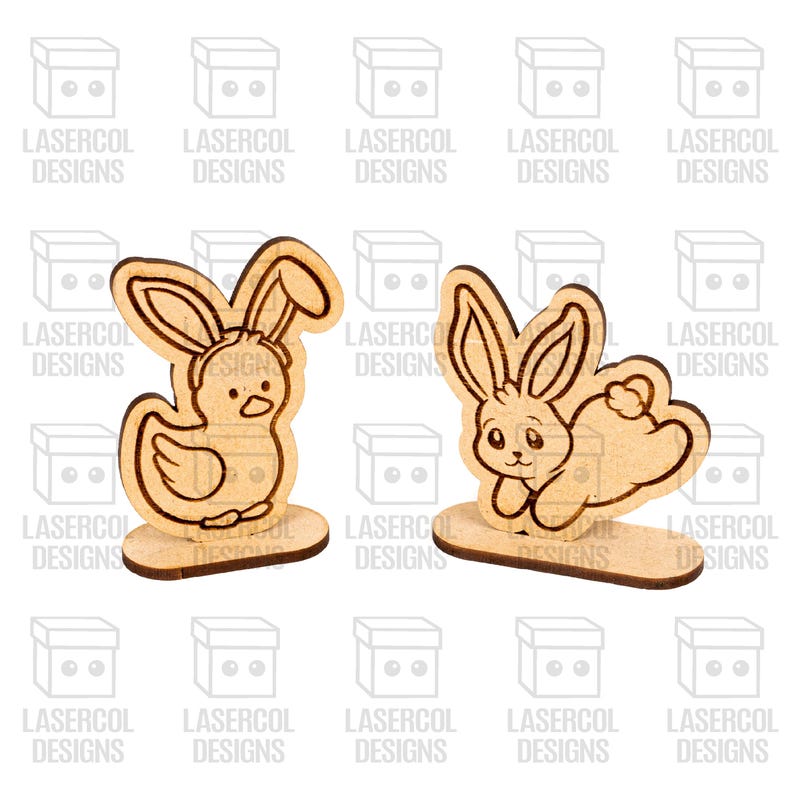 Easter Laser Cut Files SVG, Bunny Cutouts With Base Set 2 - Etsy