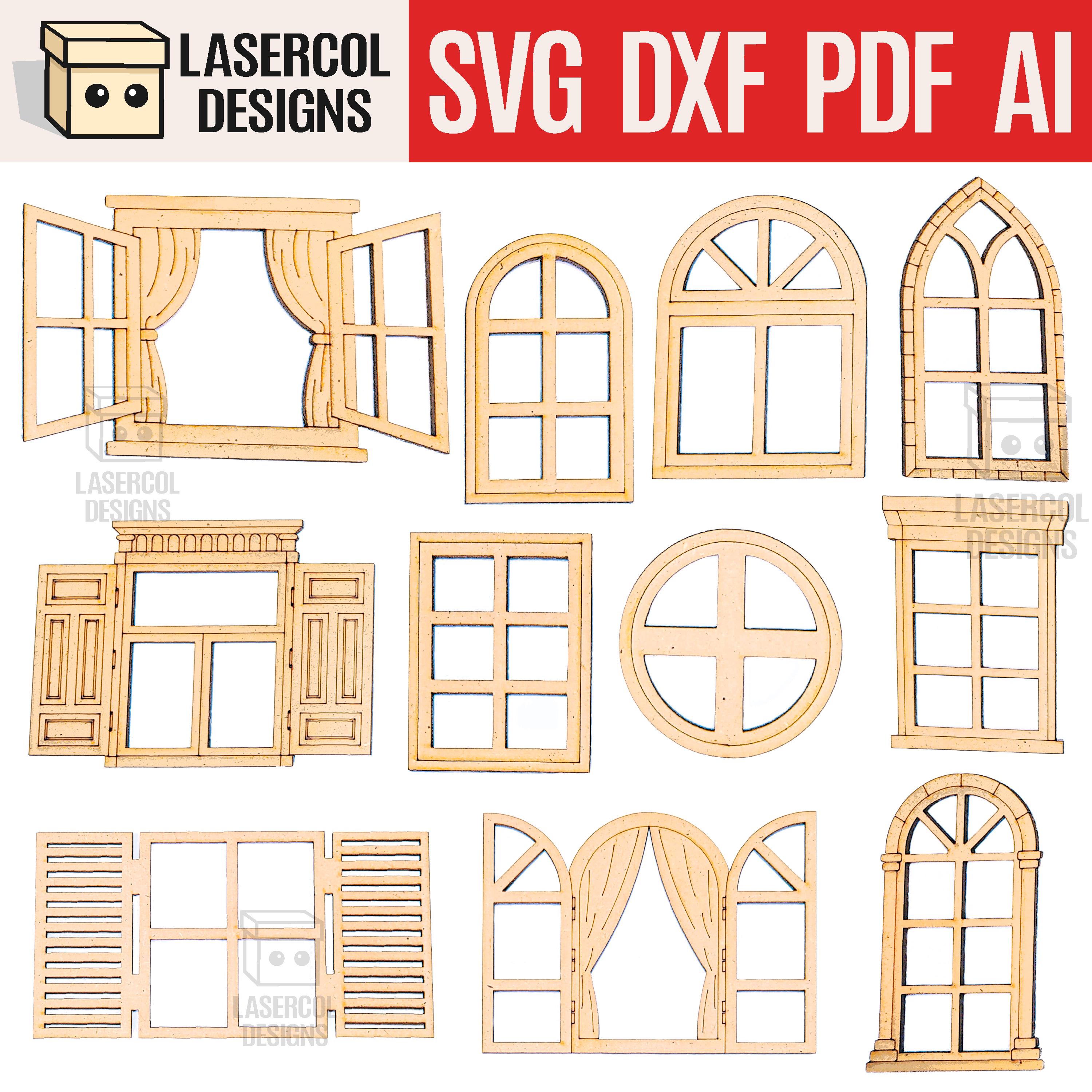 Windows Cut Outs - Laser Cut Files - SVG+DXF+PDF - Glowforge - Instant ...