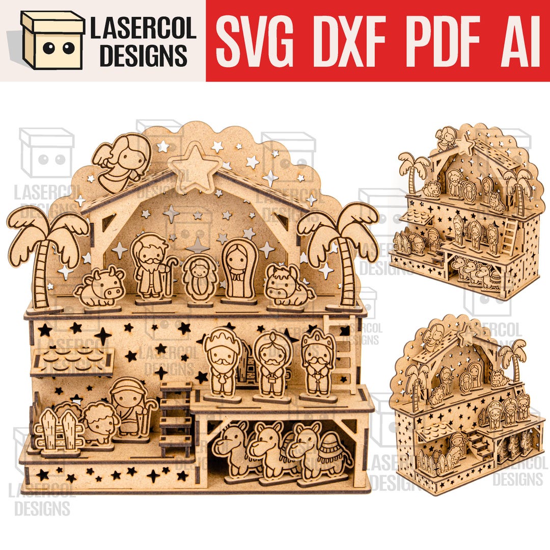 Nativity Scene - Christmas Gift - Laser Cut Files - SVG+DXF+PDF ...