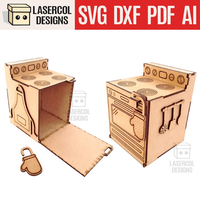 Oven Shaped Box - Laser Cut Files - SVG+DXF+PDF - Glowforge Files ...