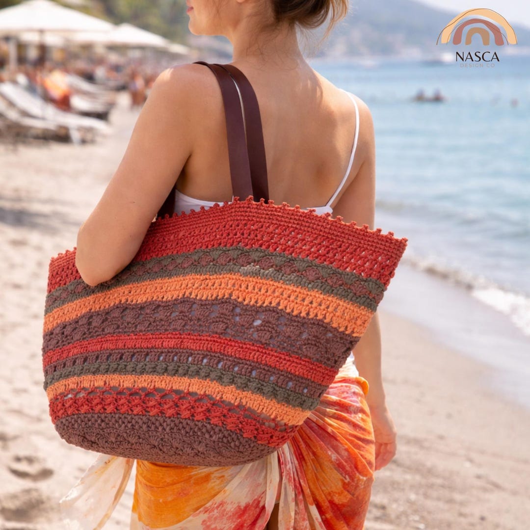 Canoe-shaped Multi-patterned Shoulder Bag - Crochet and Handmade - Etsy