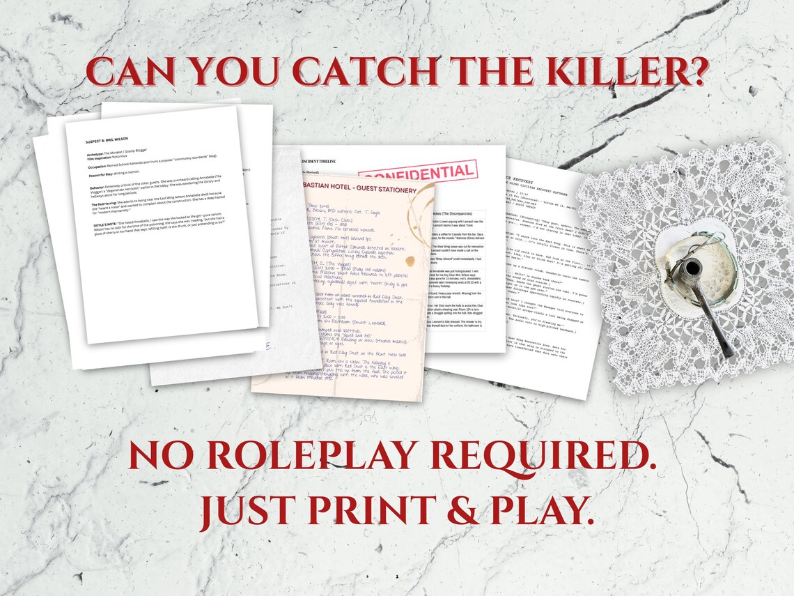Murder Mystery Game Printable PDF | "murder at the Sebastian Hotel ...
