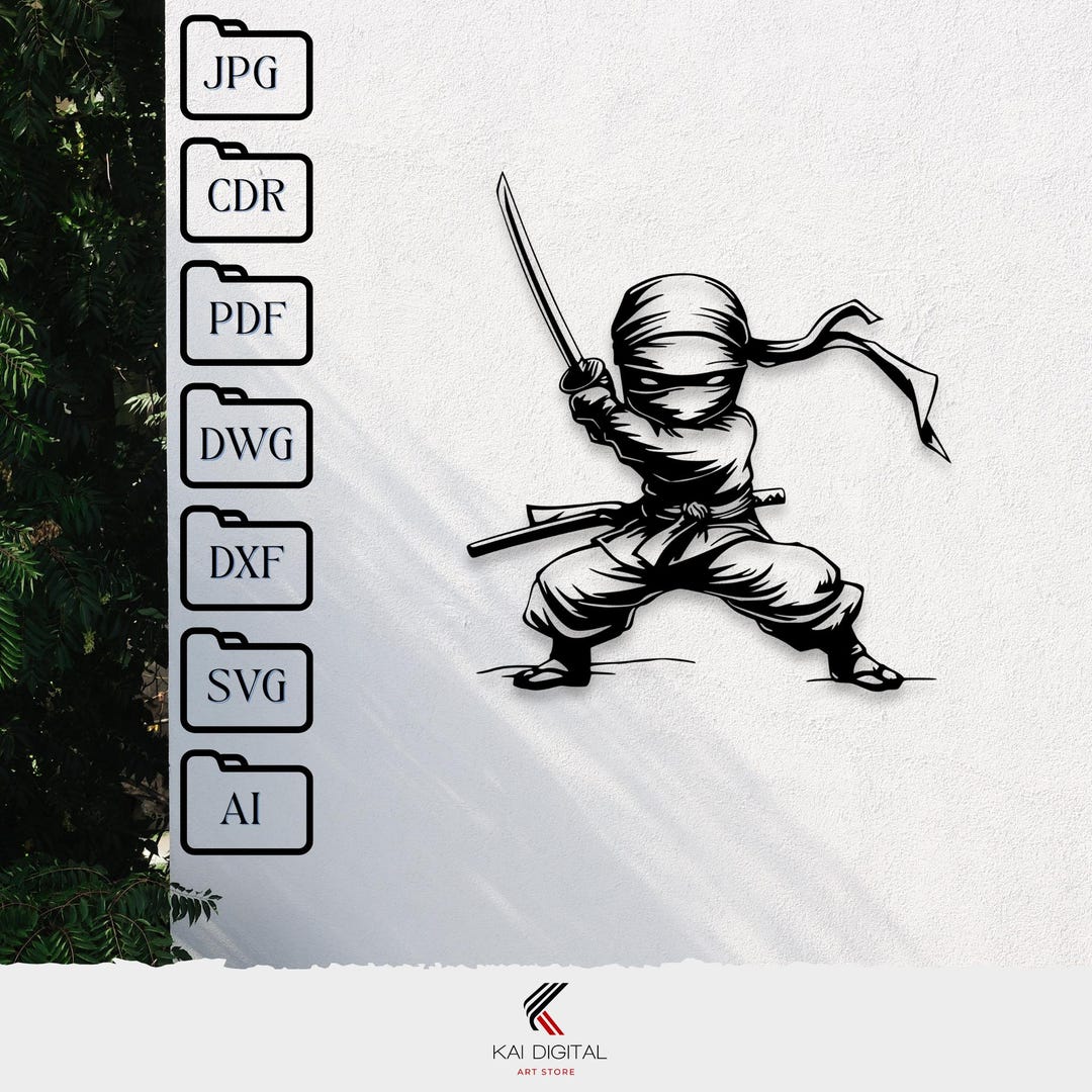 Child Ninja Svg Dxf Laser Cut Files | Instant Digital Download - Etsy