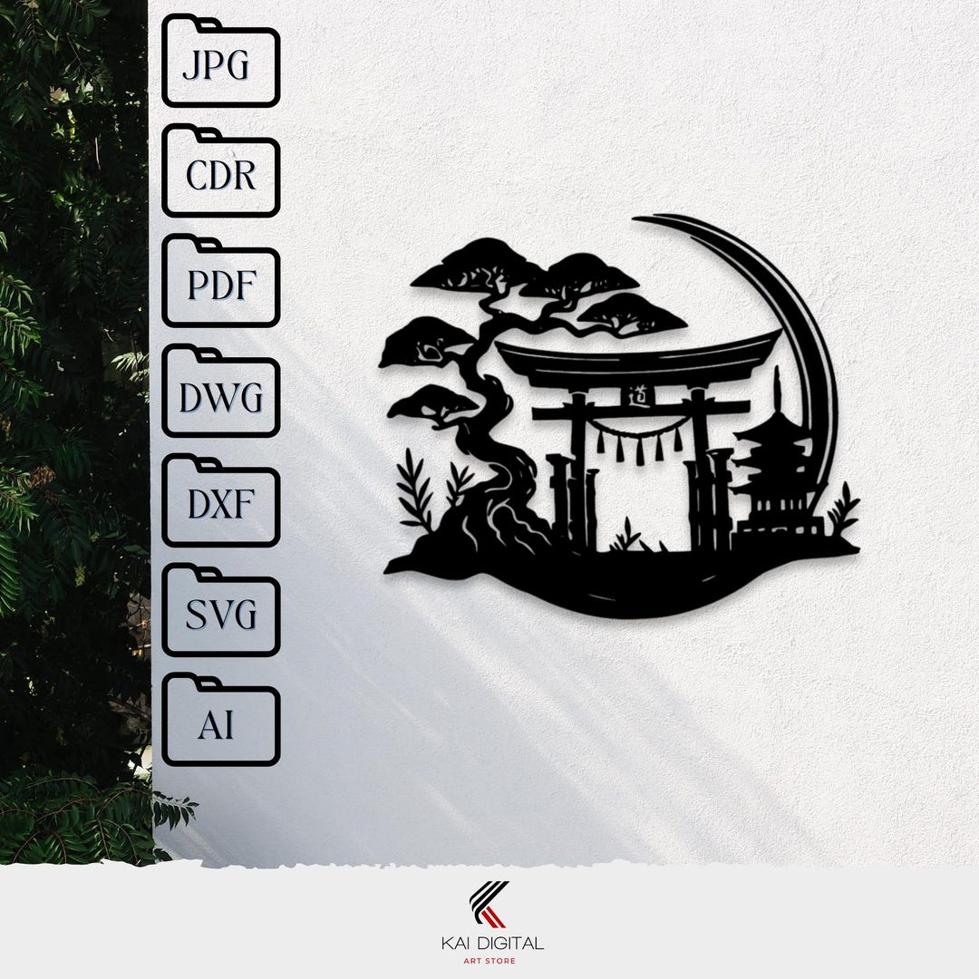 Torii Gate Laser Cut Dxf Svg Files | Crescent Moon Digital Vector ...