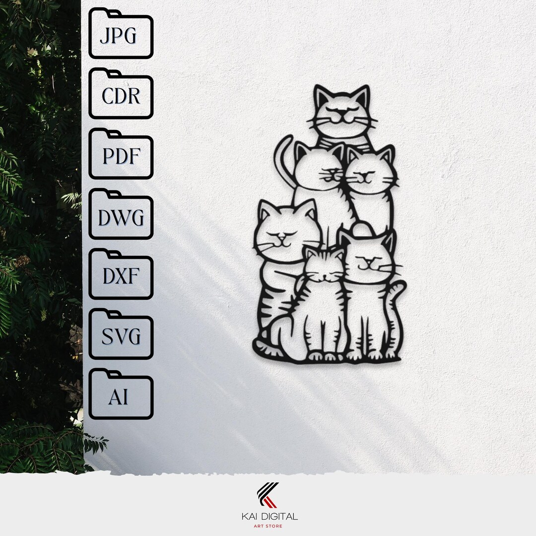 Cats Dxf Svg Files for Laser Cut | Digital Instant Download - Etsy