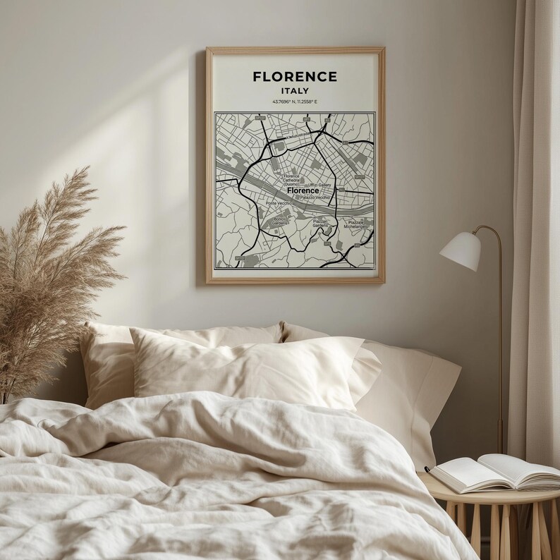 Printable Florence City Map - Modern Minimalist Wall Art, Vintage ...