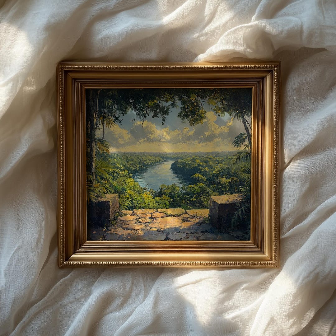 Tropical Jungle Basin View Printable - Scenic Landscape Art, Lush River ...