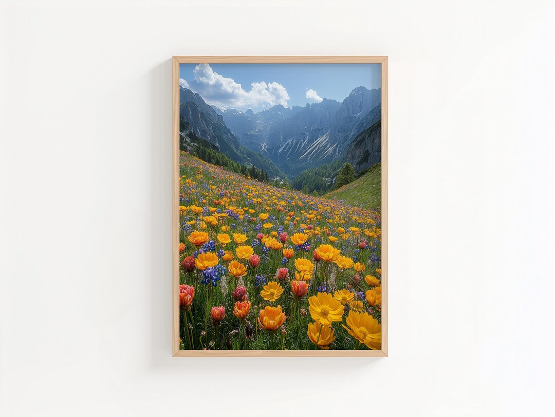 Alpine Wildflower Meadow in Julian Alps - Bright Cottagecore Landscape ...