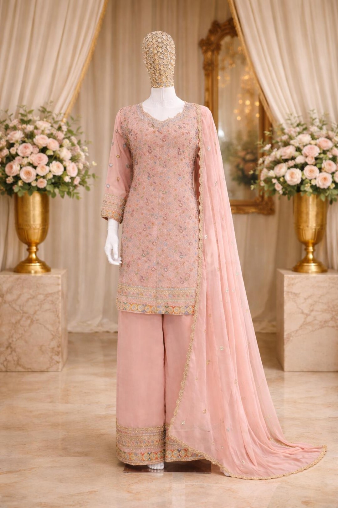 Heavy Embroidered Kutra, Palazzo Suit for Women With Dupatta Indian ...