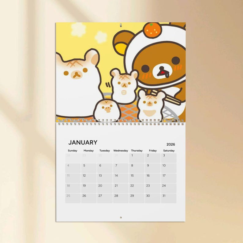 Rilakkuma 2026 Writable Wall Calendar, Kawaii Art Decor - Etsy Australia