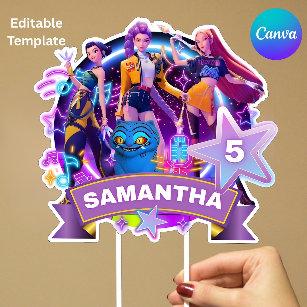 Kpop Demon Hunters Cake Topper, Huntrix Birthday Party Decoration ...