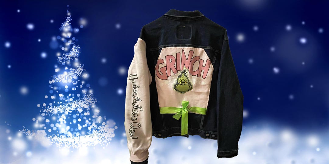 The Grinch Denim Jacket - Etsy