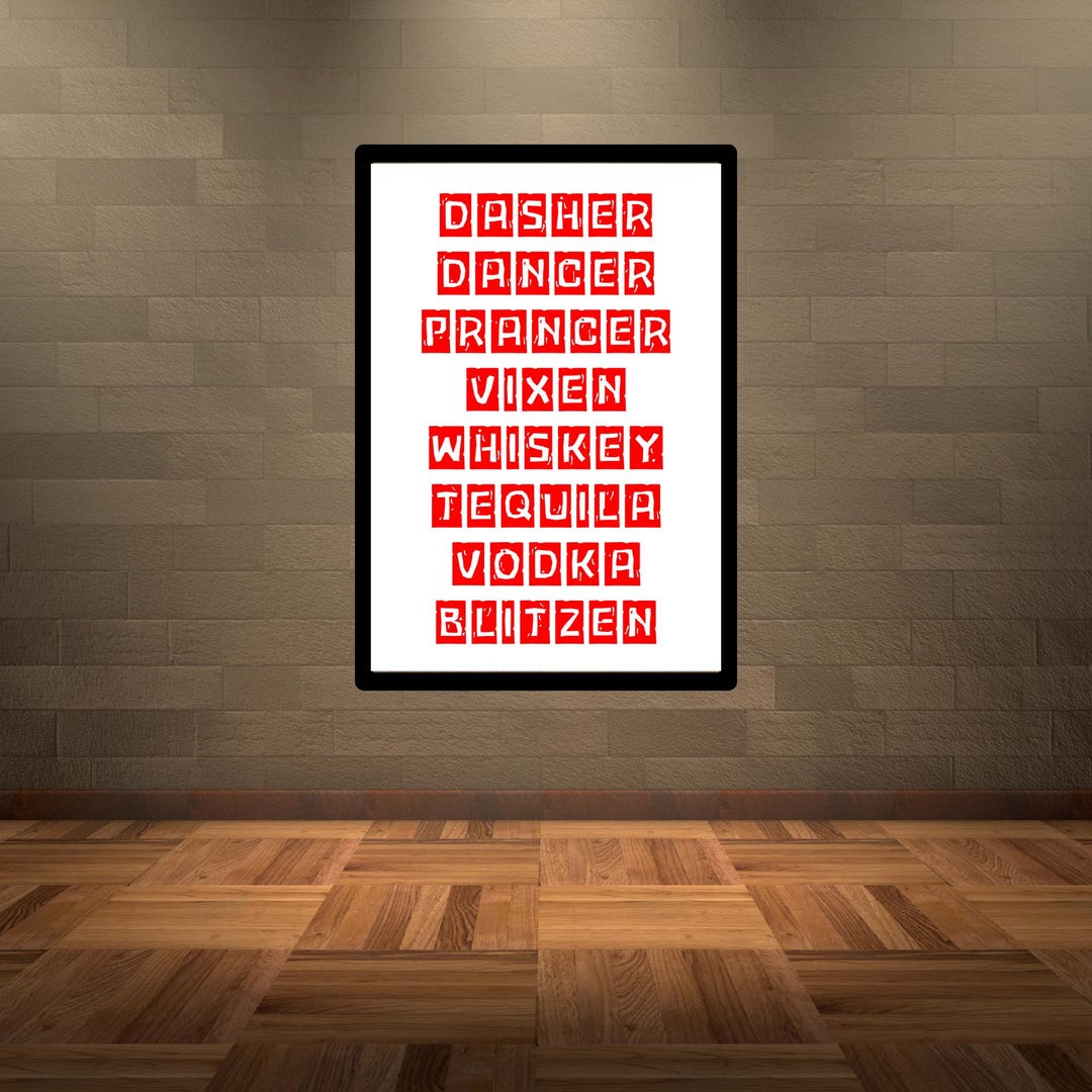 Funny Christmas Bar Art Print | Holiday Alcohol Names (digital Download ...
