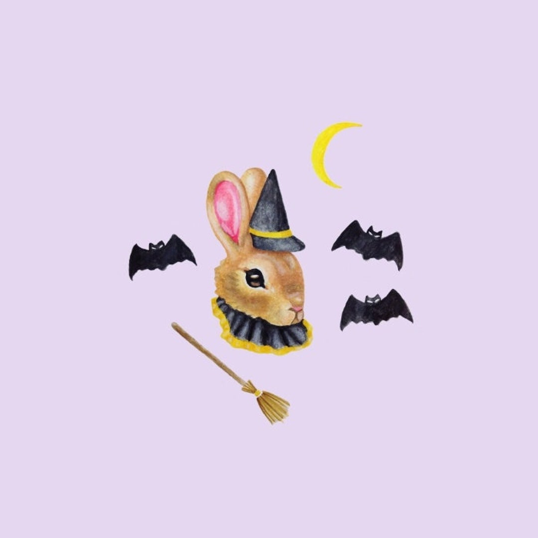 Bunny Witch 8x8 Fine Art Print Giclée Mini Rabbit Art Witchy ...