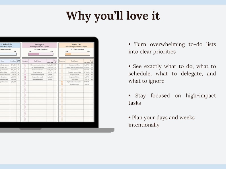 Eisenhower Matrix With Smart Calendar | Task Tracker Spreadsheet Google ...