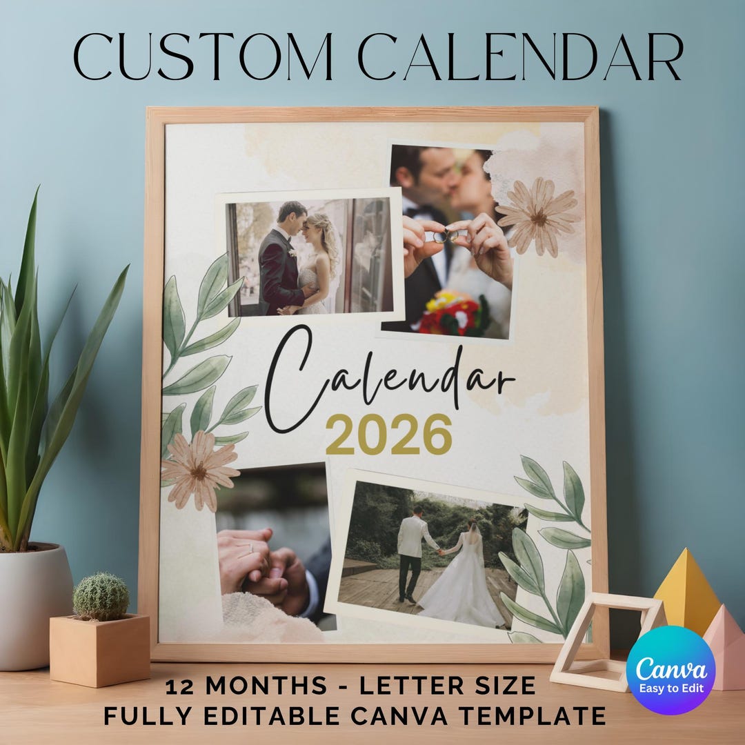 2026 Editable Photo Calendar Canva Template, Instant Drag & Drop ...