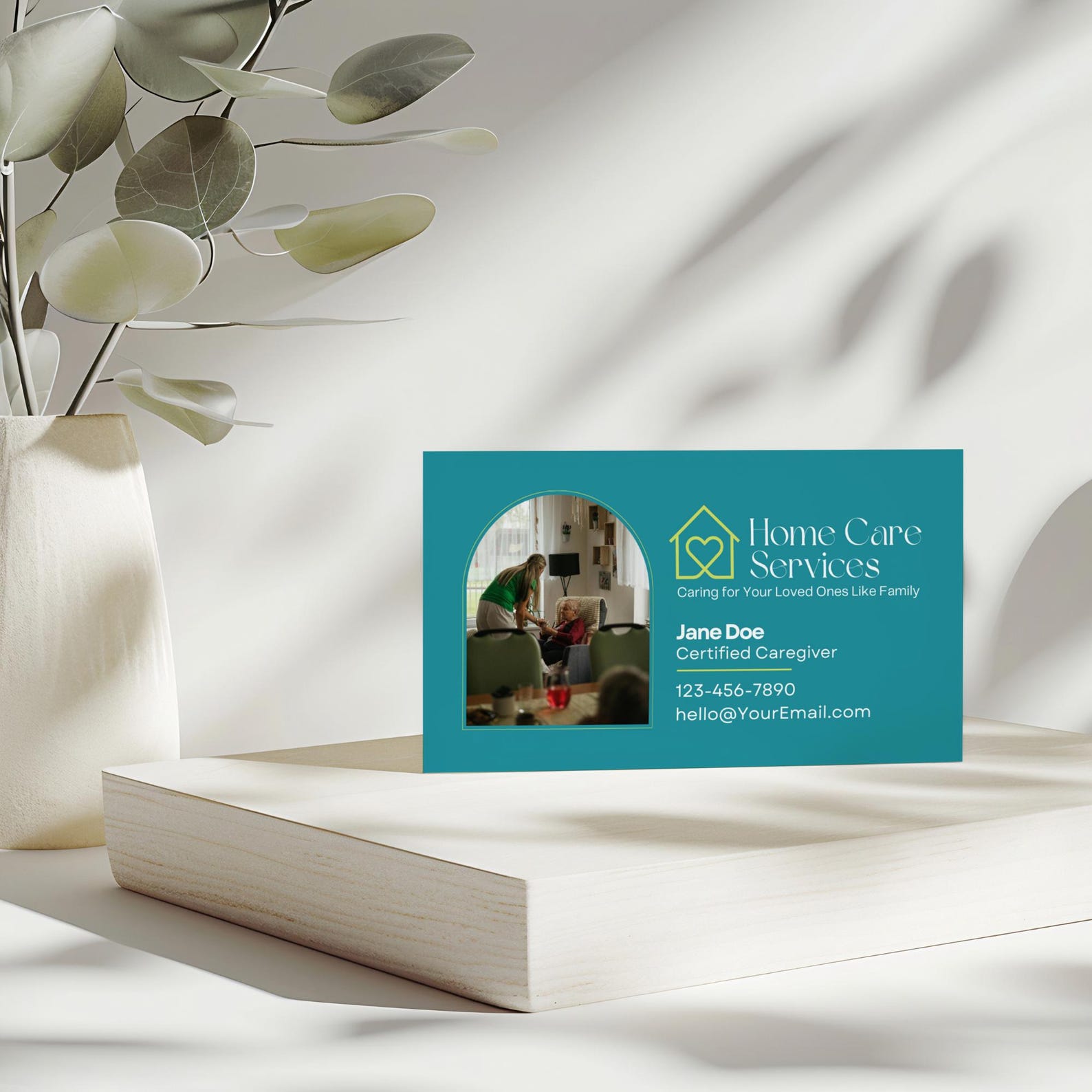 Home Care Business Card Template, Editable Canva Design, Caregiver ...