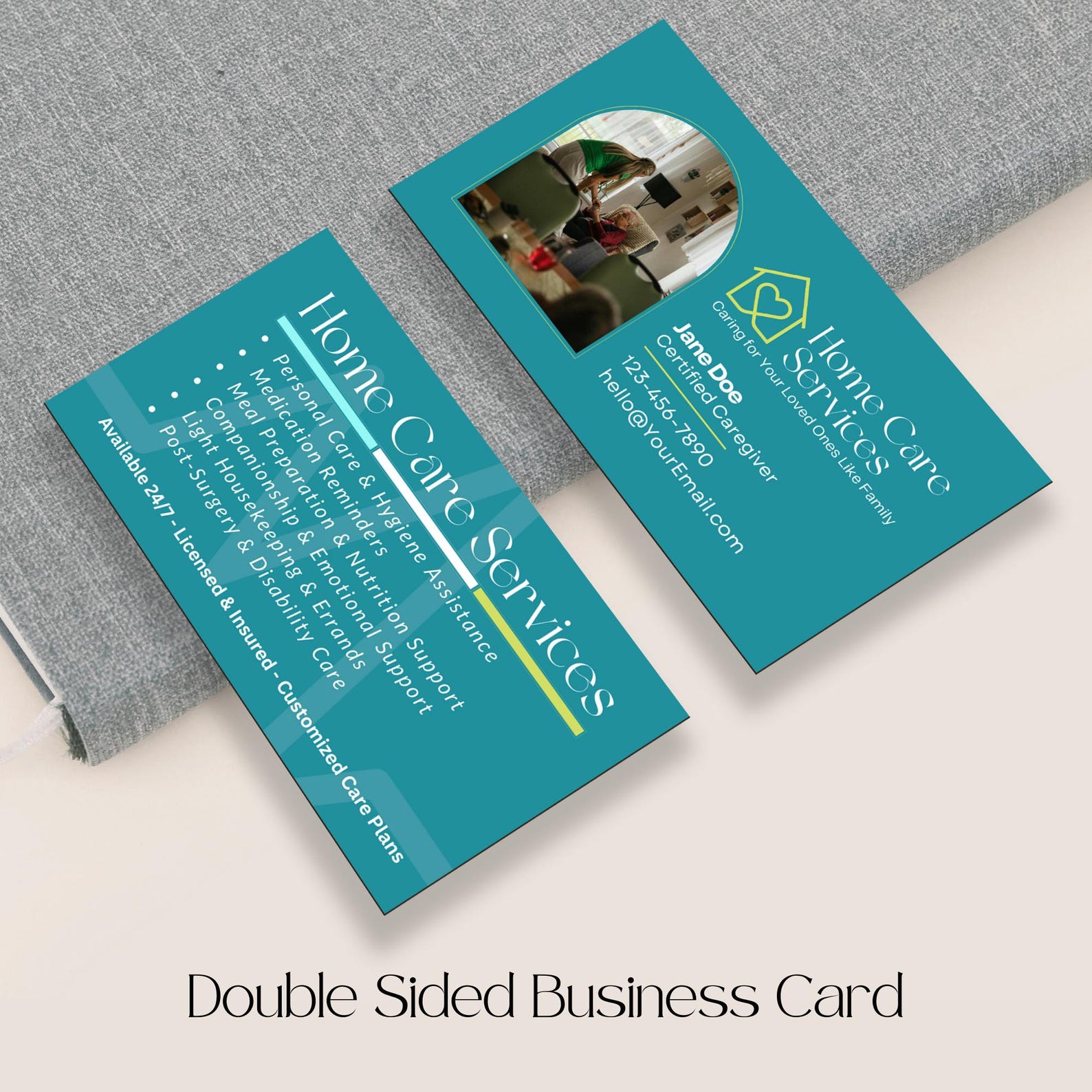 Home Care Business Card Template, Editable Canva Design, Caregiver ...