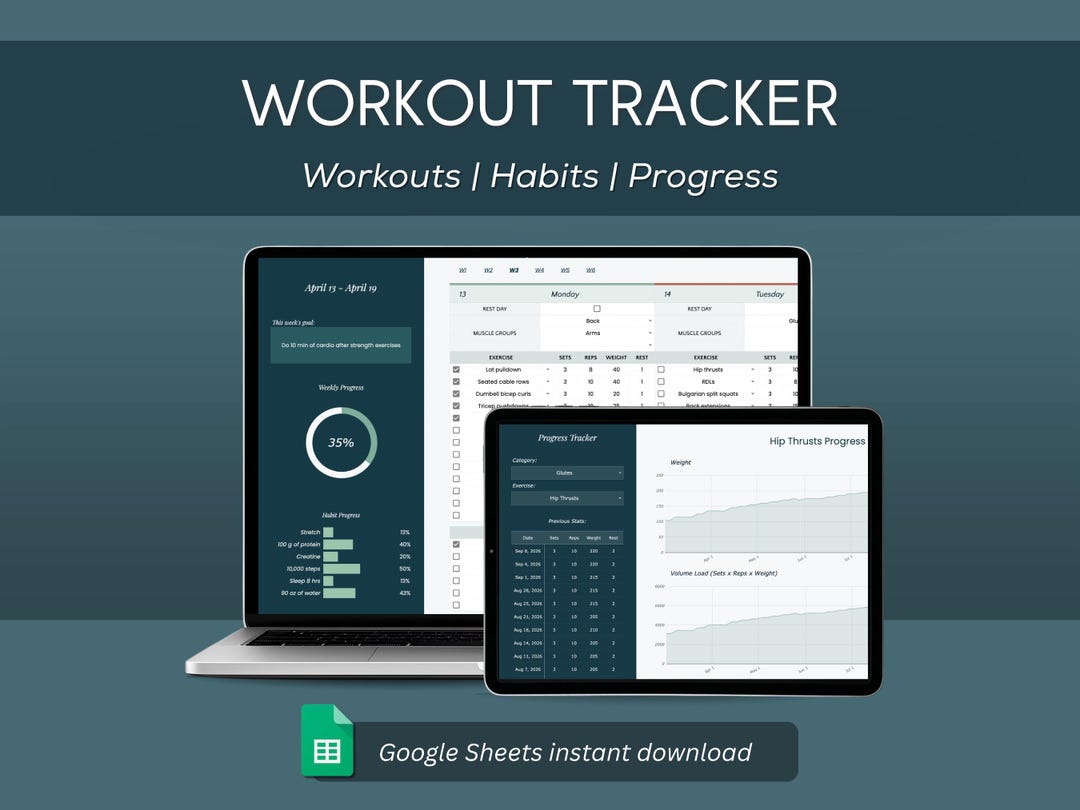 Workout Planner Google Sheets, Fitness Tracker Spreadsheet, Gym Log ...