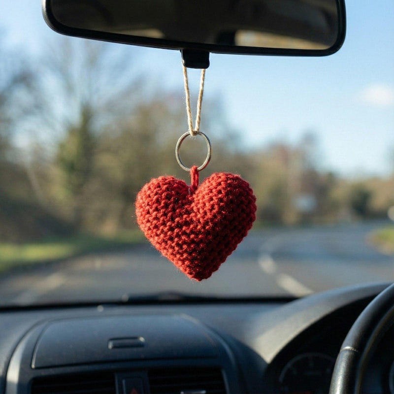 Heart Knit Key Chain - Etsy