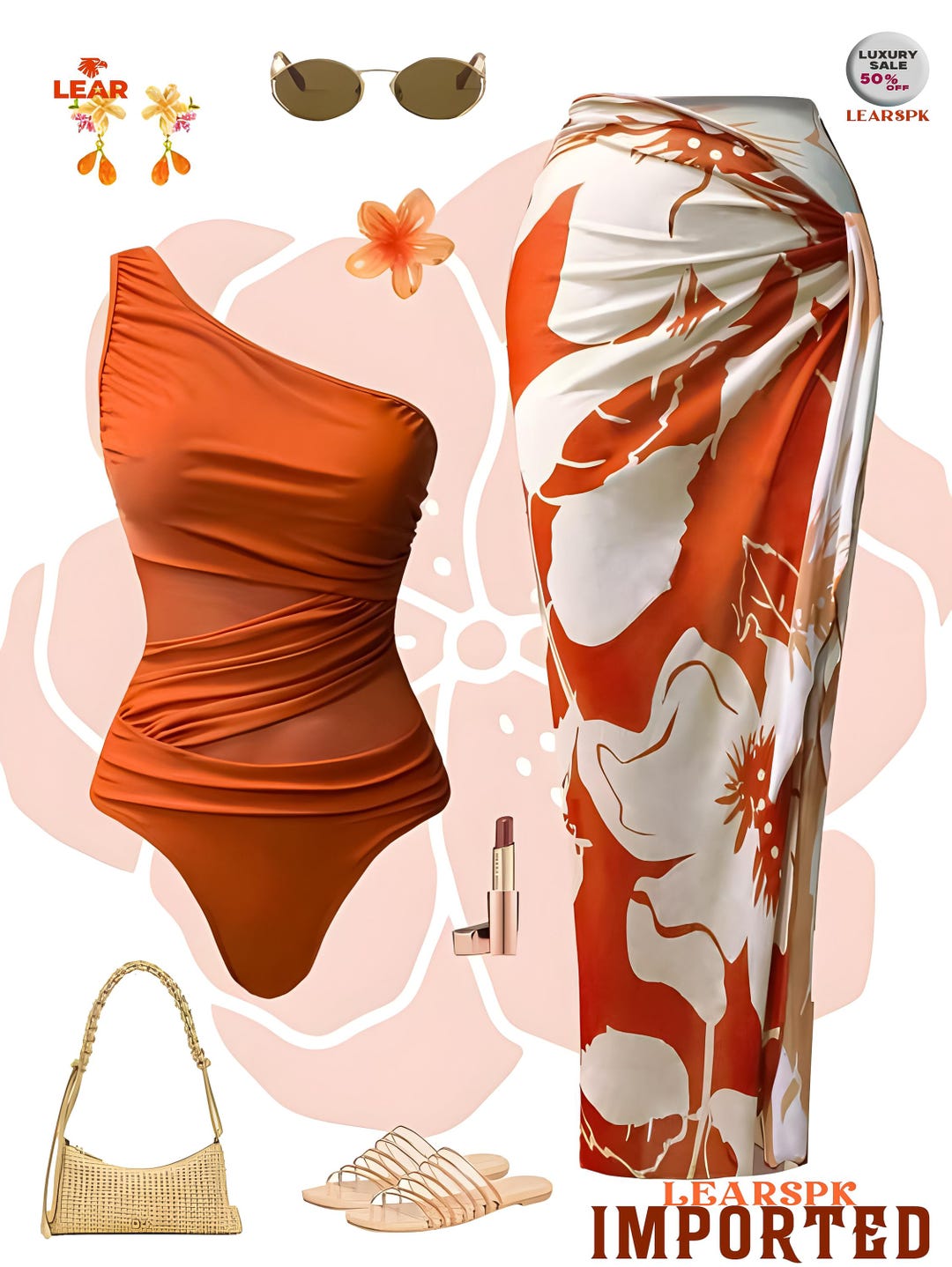 Ruched Monokini and Floral Sarong Set: Tummy Control Swimsuit, Resort ...