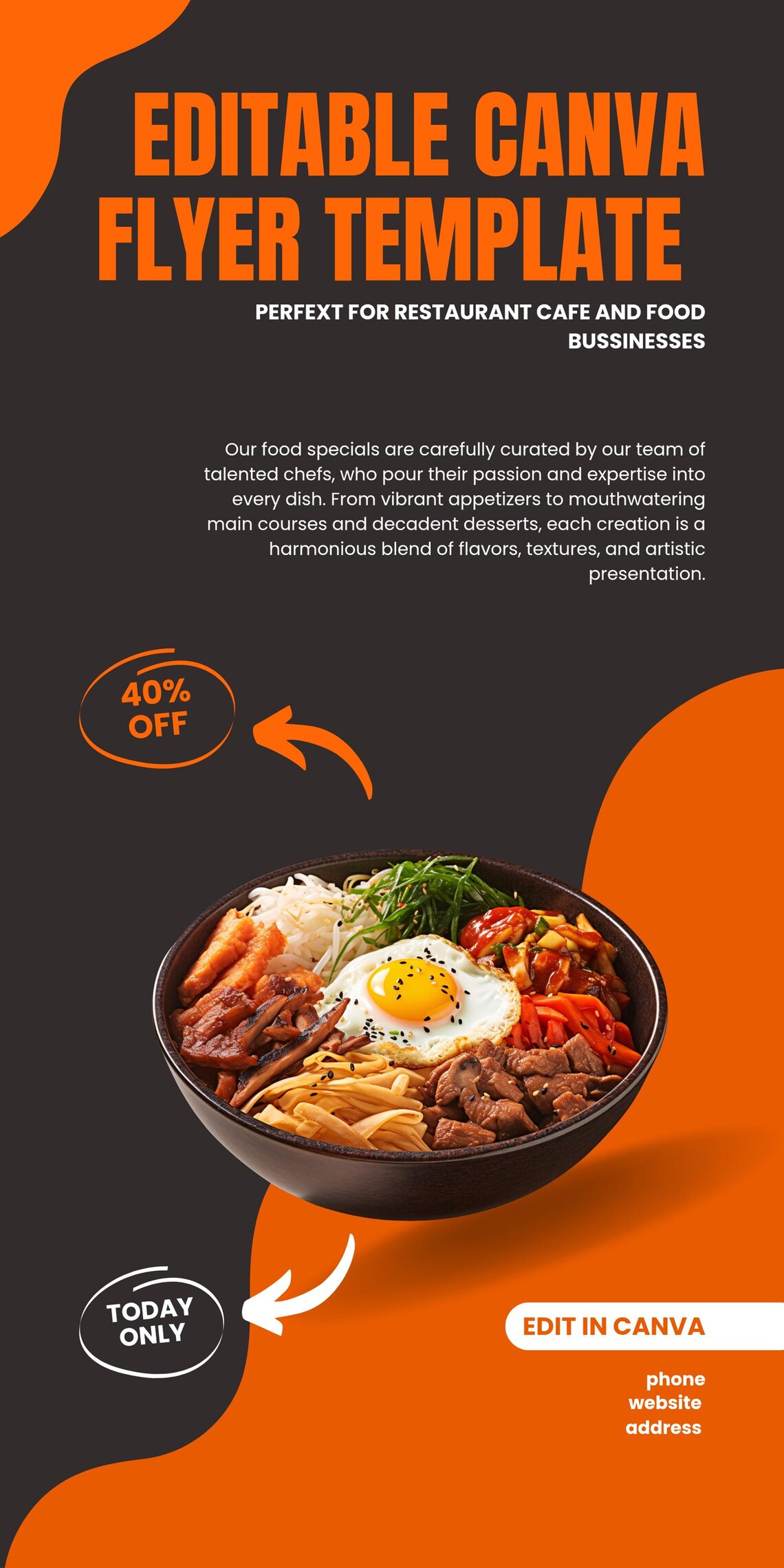 Editable Restaurant Flyer Template | Food Promotion Design (canva ...
