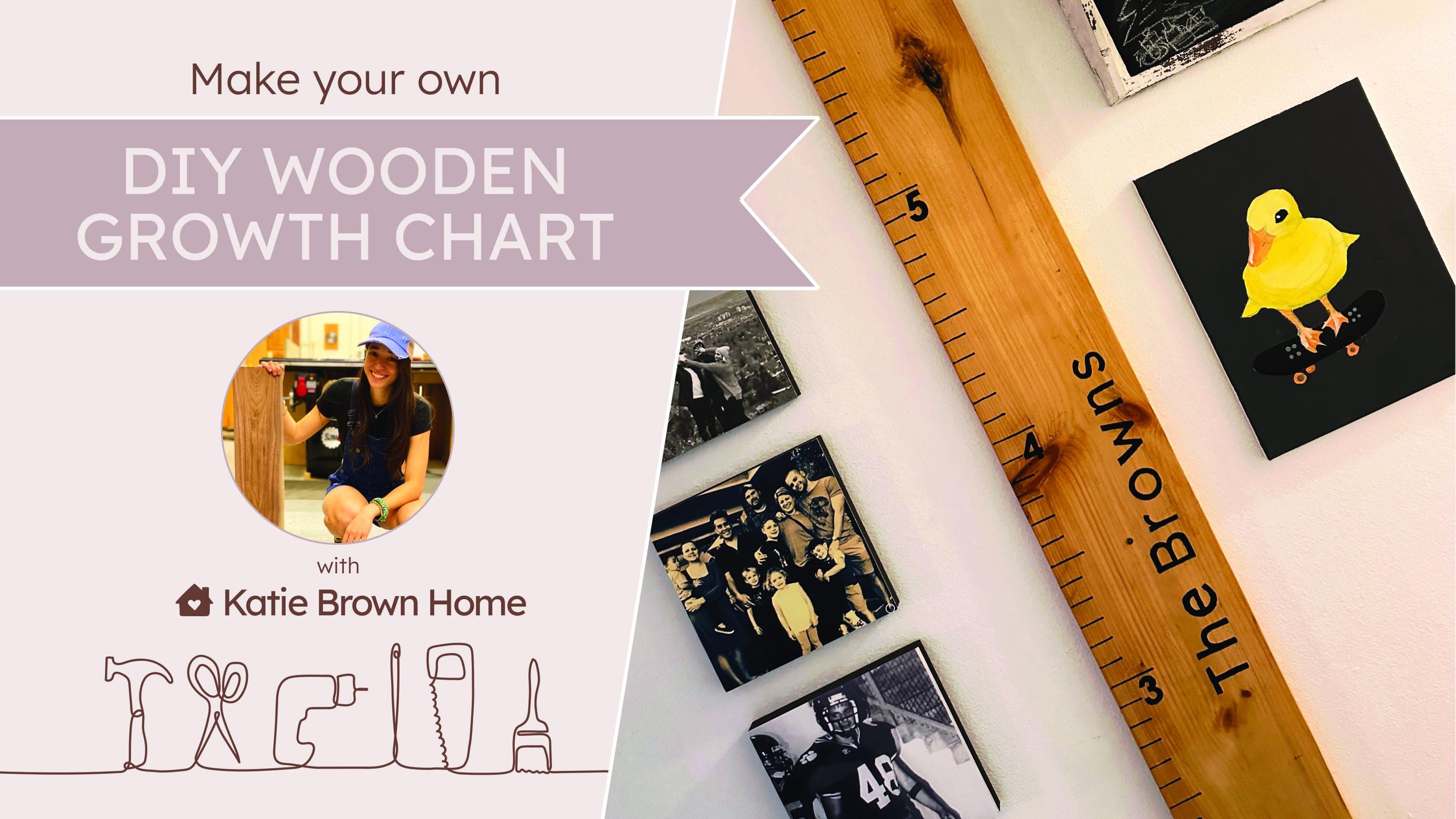 DIY Wooden Growth Chart Template and Video Tutorials | Digital Download ...