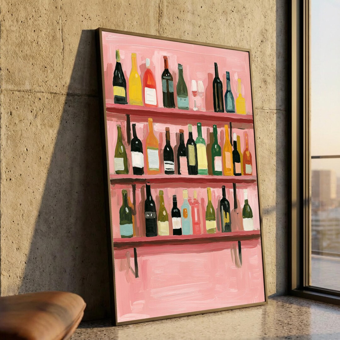 Colorful Wine Bottles Canvas Print, Modern Bar Scene Wall Art - Etsy