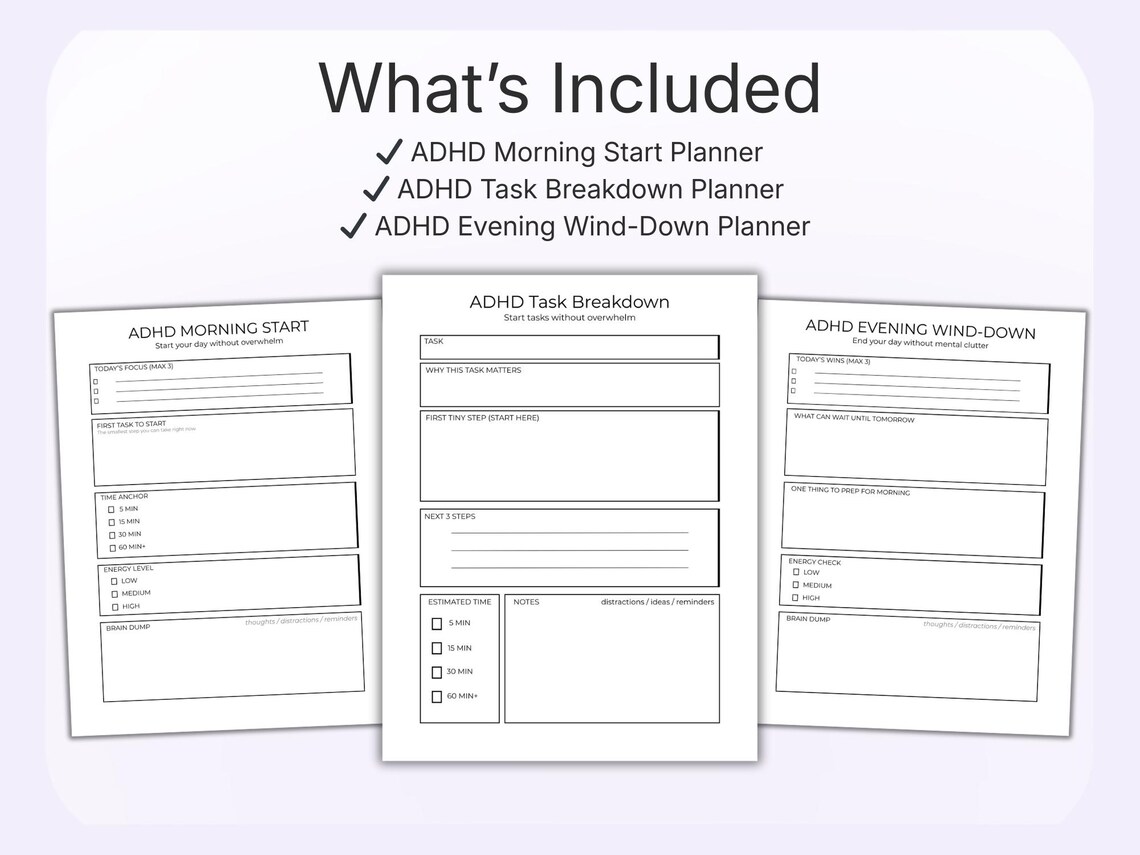 ADHD Daily Flow System – Morning, Task and Evening Planner for Focus ...