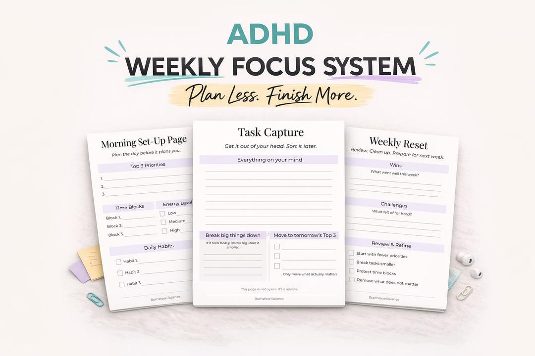 ADHD Weekly Planner Printable | Weekly Reset System | Neurodivergent ...