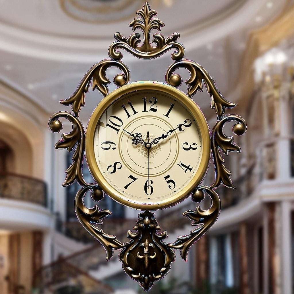 Large Vintage Iron Wall Clock, Antique Style Home Decor, 15x21 Inches ...