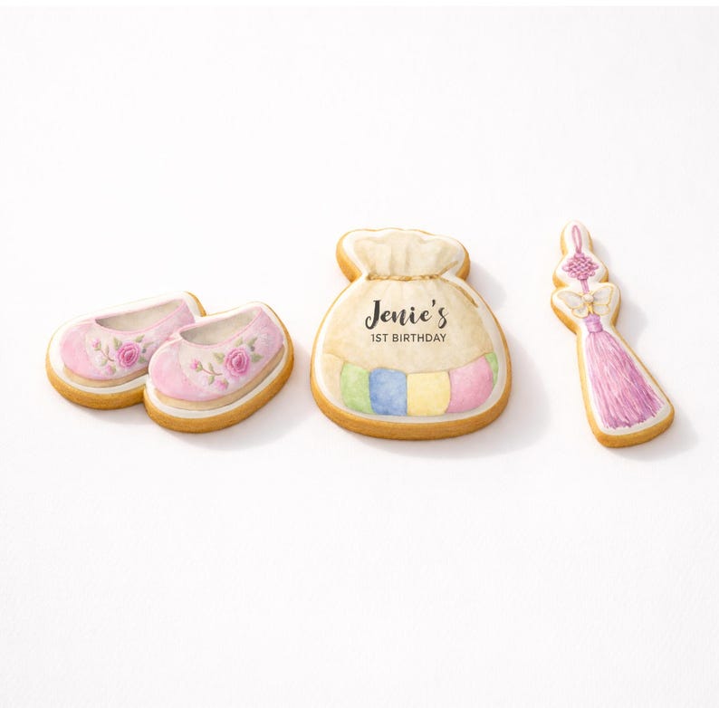 Hanbok Cookies for Doljanchi or 100th Day Celebration 돌잔치 한복 쿠키 ...