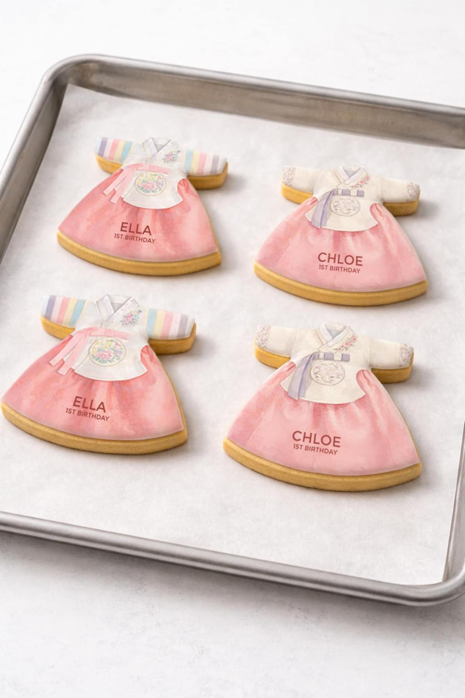 Hanbok Cookies for Doljanchi or 100th Day Celebration 돌잔치 한복 쿠키 ...