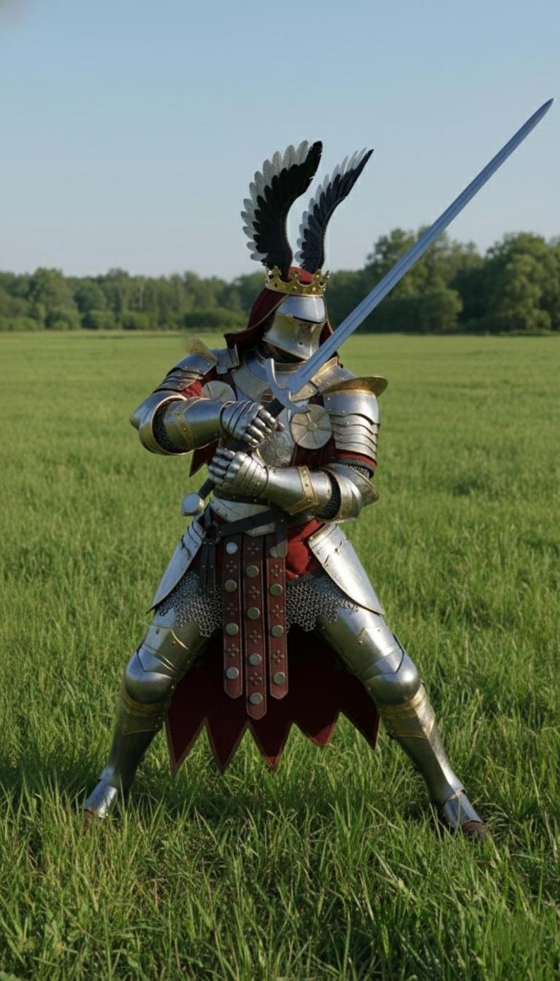 Winged Hussar Style Full Armor - Medieval Commander Plate Suit - Heavy ...