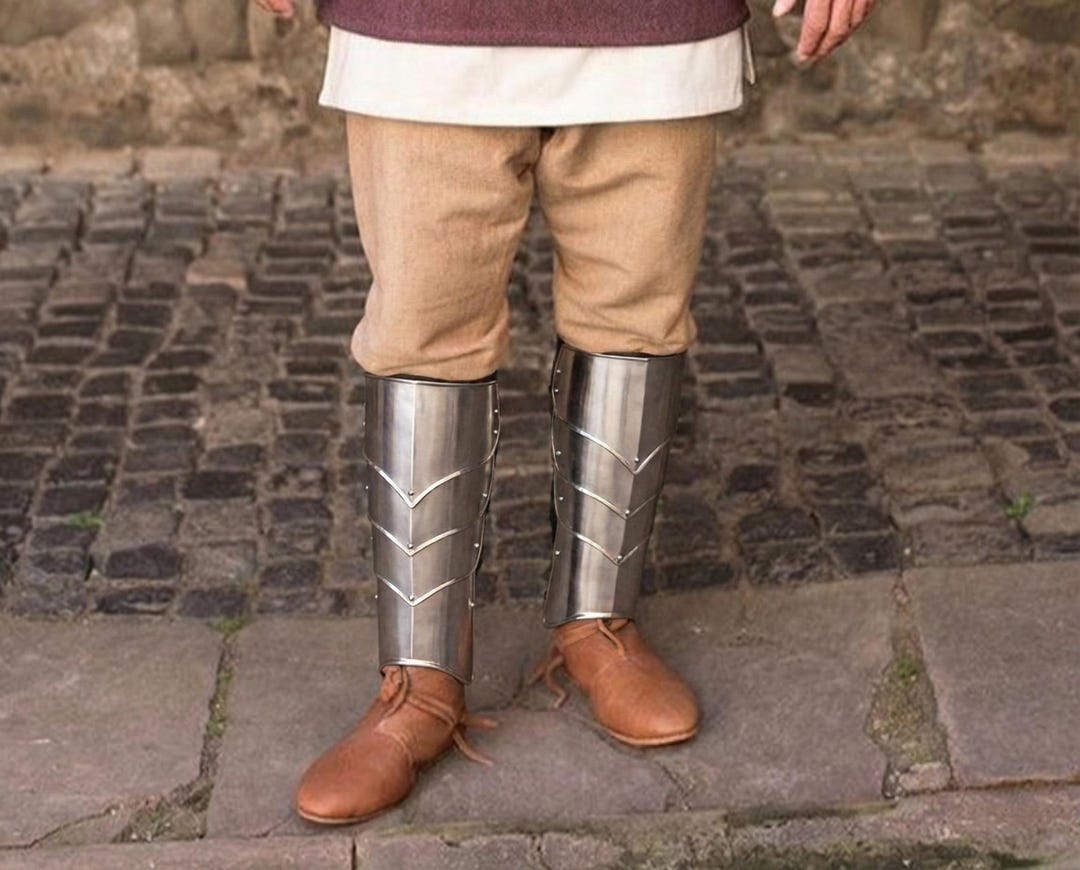 Fantasy Avenger Greaves - Polished Steel Leg Armor - Medieval Shin ...
