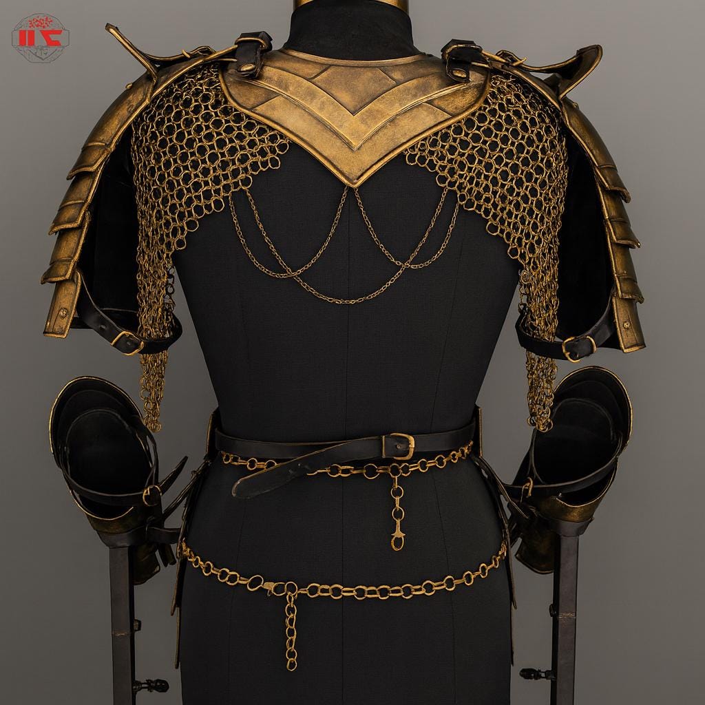 Antique Gold Female Armor With Chainmail Detail - Handcrafted Lady ...