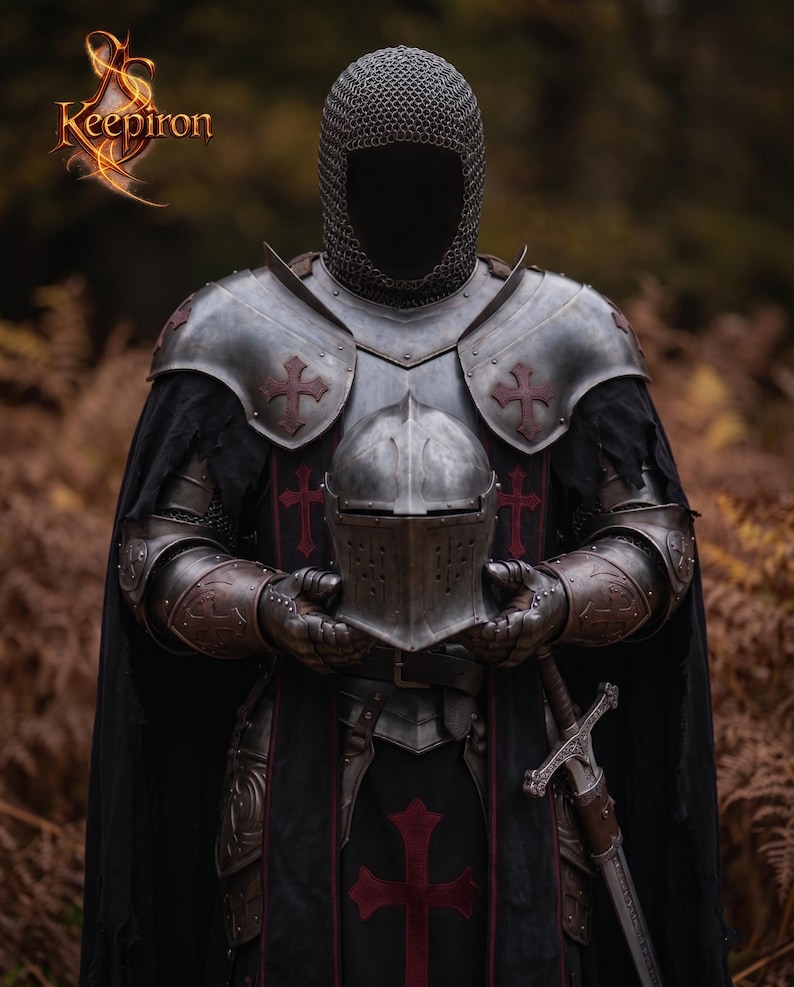 Medieval Templar Knight Suit of Armor | Black Crusader Full Body Plate ...
