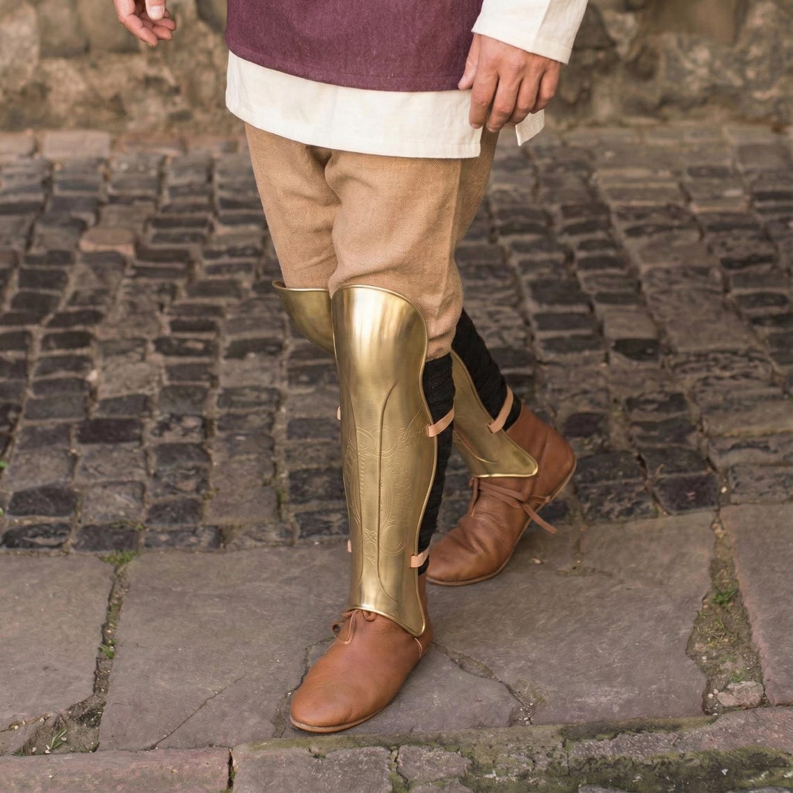 Roman Polished Brass Medieval Leg Armor | Spartan Greek Greaves for ...