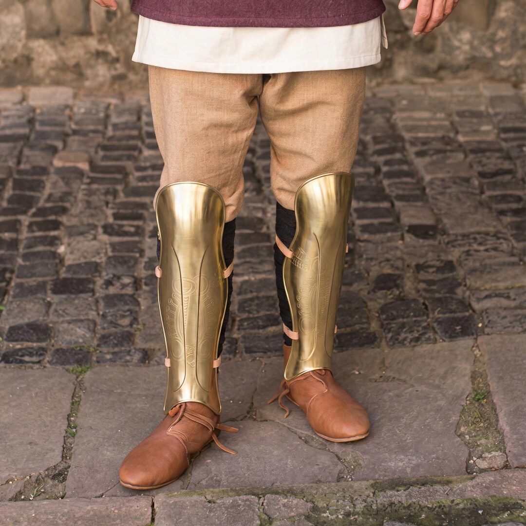 Roman Polished Brass Medieval Leg Armor | Spartan Greek Greaves for ...
