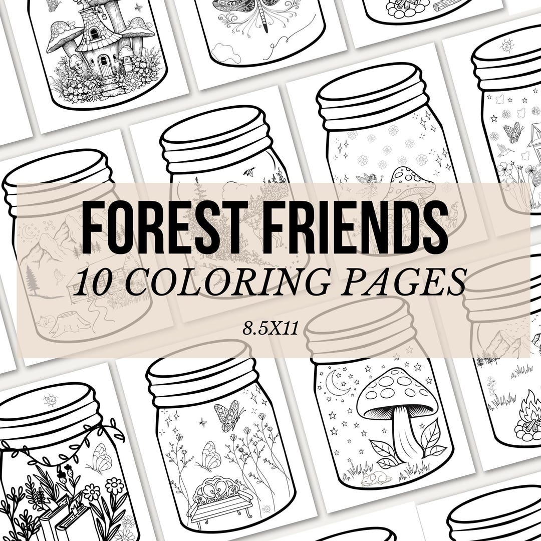Forest Friends Coloring Pages, 10 Bold Designs (digital Download) - Etsy