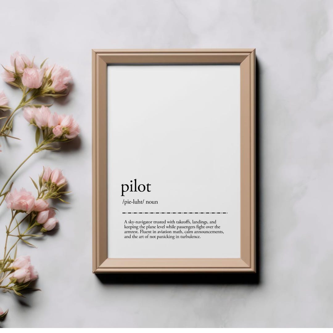 Pilot Definition Print – Funny Aviation Art, Airplane Decor (digital ...