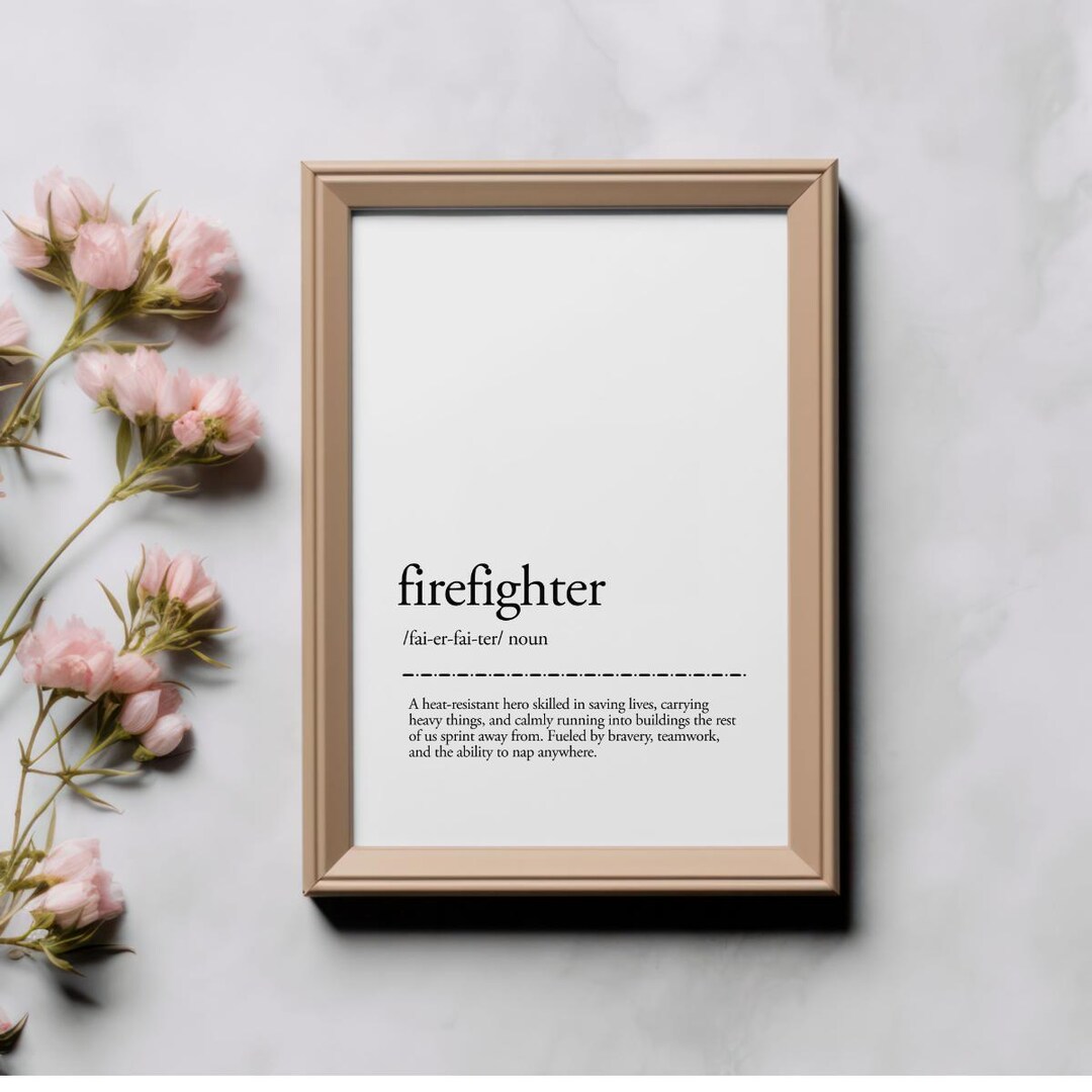 Firefighter Definition Print – Hero Typography Wall Art (digital ...