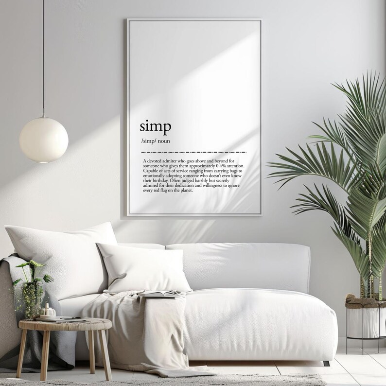 Simp Definition Print – Funny Gen Z Slang, Minimalist Dorm Art (digital ...