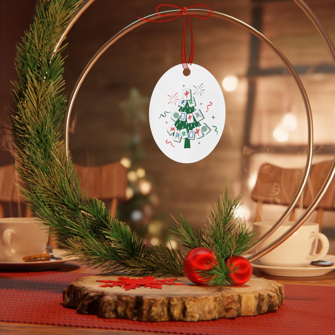 Merry Mahjong Christmas Ornament | Mahjong Metal Holiday Tree Decor - Etsy