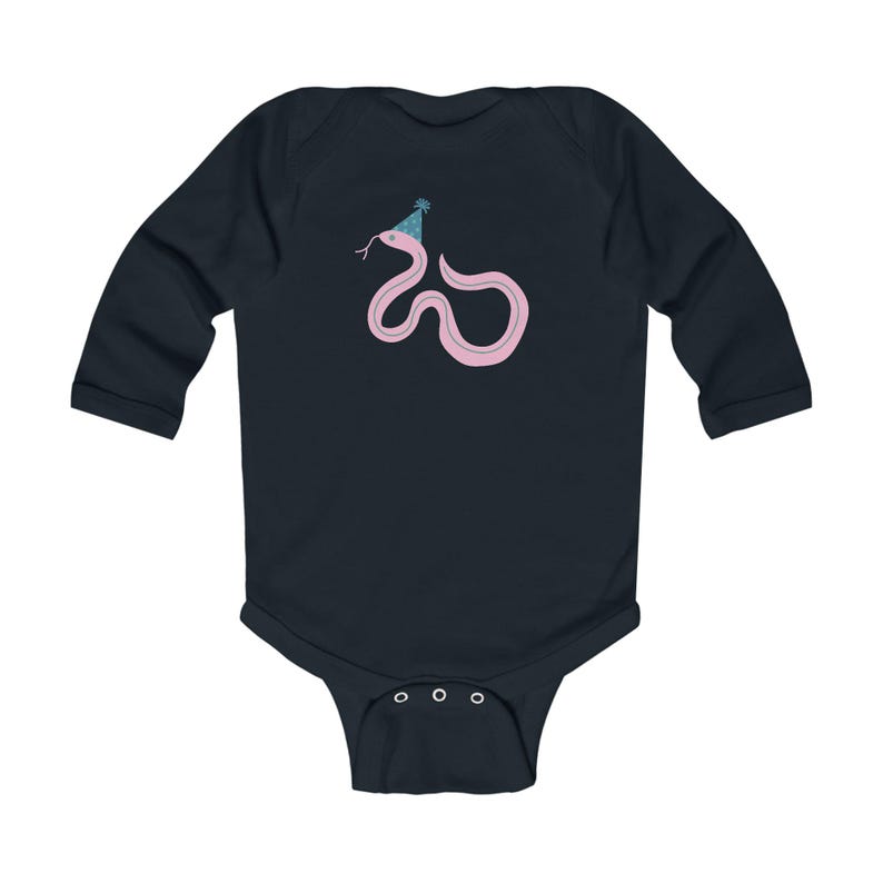 Pink Snake With Party Hat | Long Sleeve Baby Onesie - Etsy