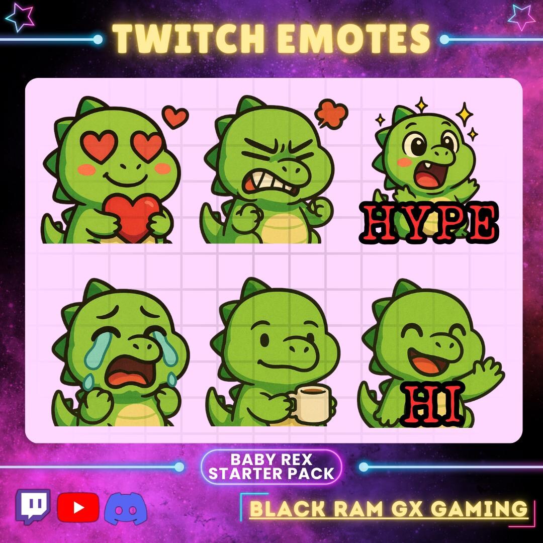 Dino Emote Starter Pack | Baby Rex Emotes for Twitch, Discord, Youtube ...