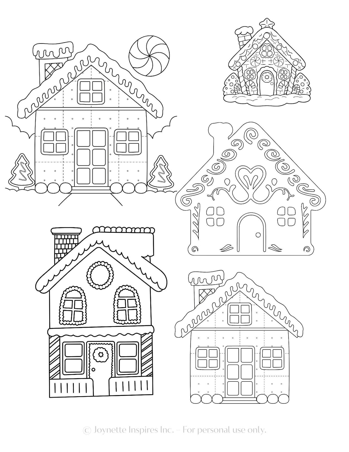 24 PK Gingerbread House Coloring Pages • Christmas Printable Houses ...